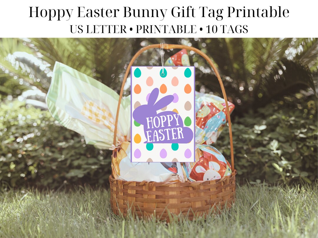 Hoppy Easter Gift Tag Printable | Printable Kids Easter Basket Tag ...