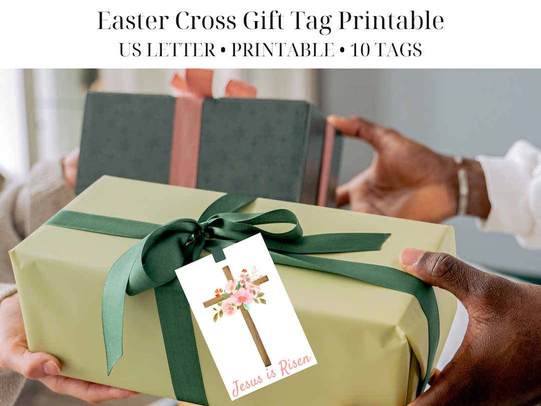 Easter Cross Gift Tags Printable | Religious Easter Basket Tag (digital ...