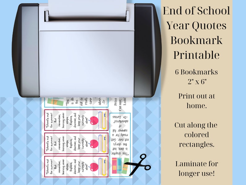 End of School Year Quote Printable Bookmarks | Student Gift From ...