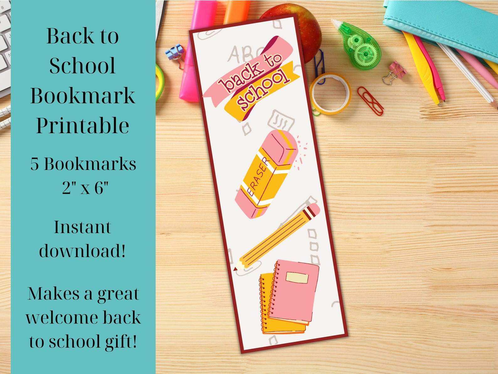 Back to School Printable Bookmarks Student Gift From Teacher ...