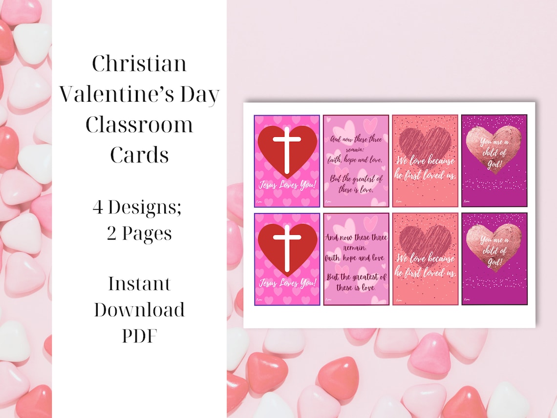 Christian Valentine Classroom Cards Printable Classroom Valentine Cards ...