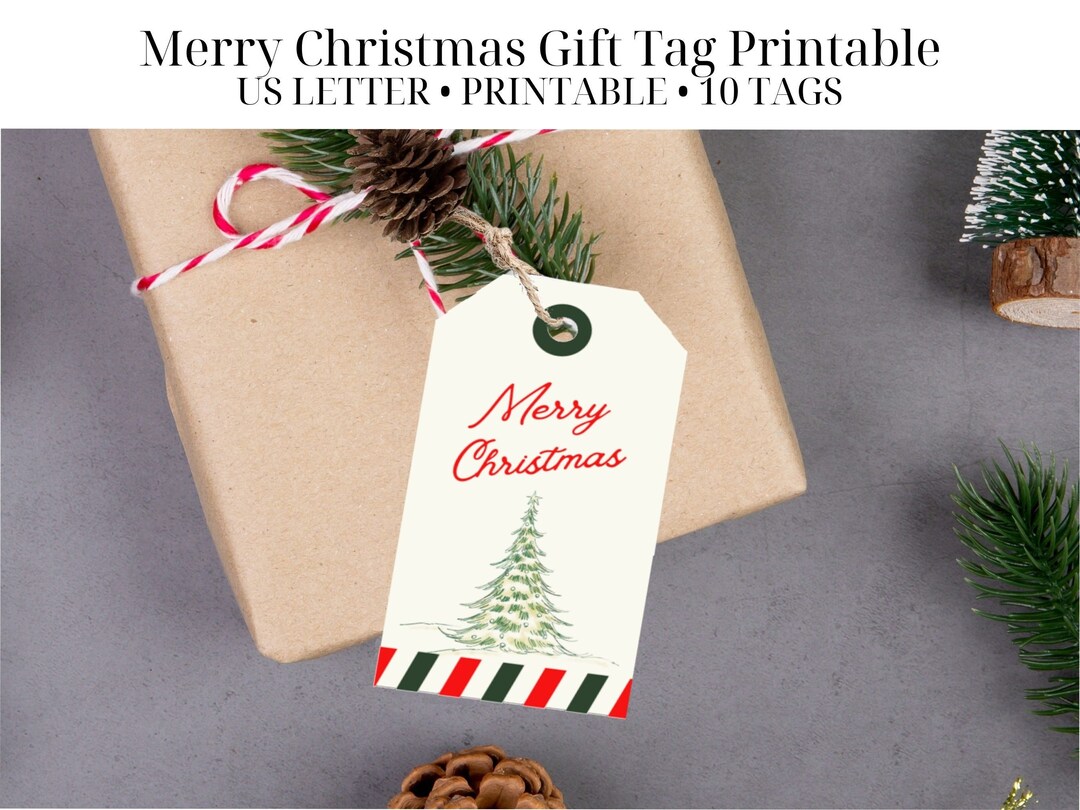 Vintage Christmas Gift Tag Printable | Retro Holiday Tree (PDF) - Etsy