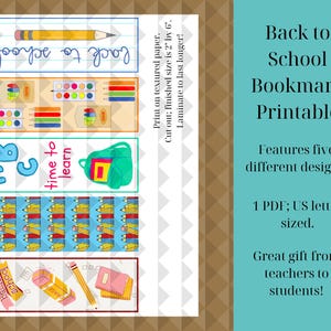 Back to School Printable Bookmarks | Student Gift From Teacher ...
