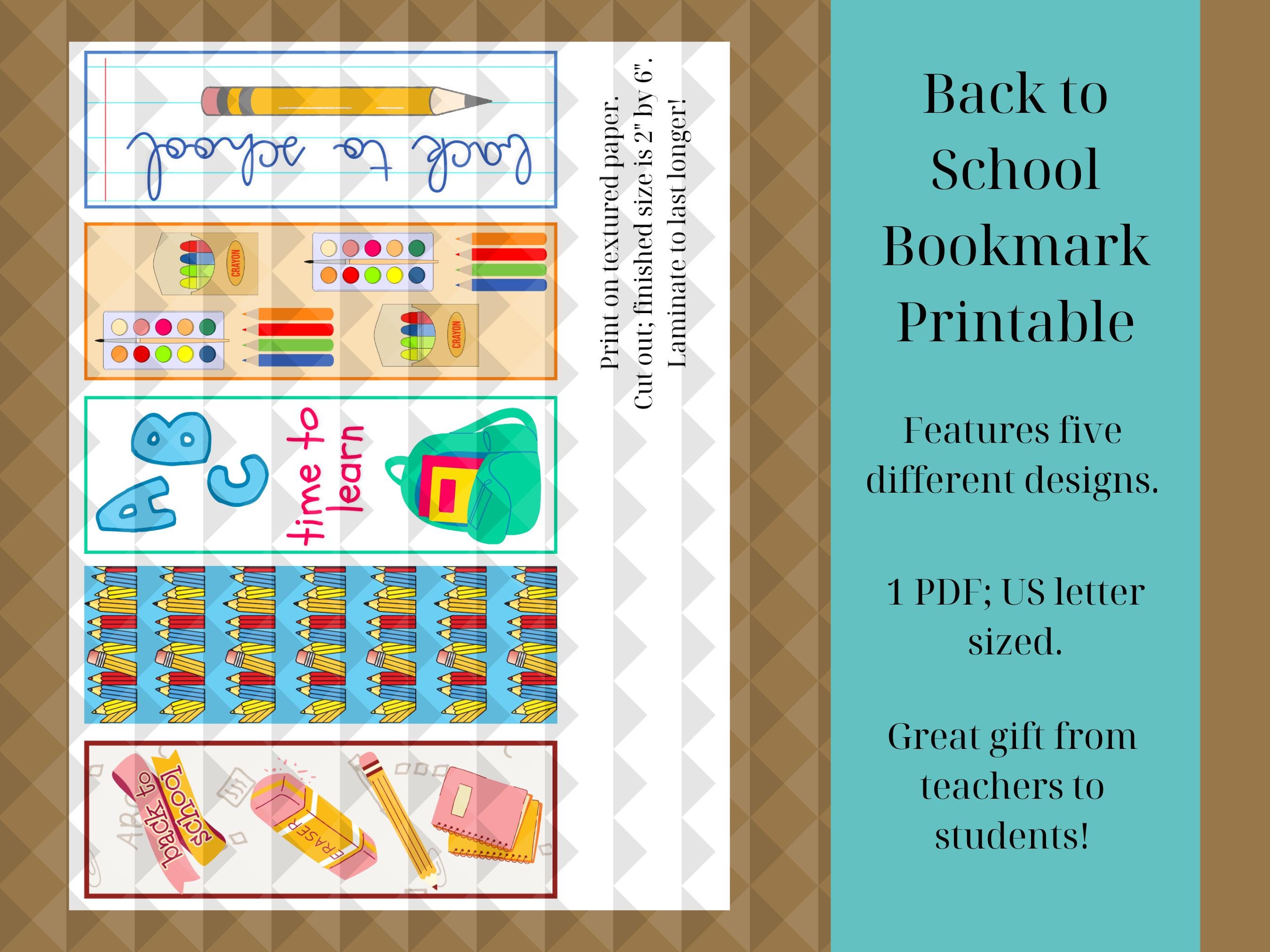 Back to School Printable Bookmarks Student Gift From Teacher ...