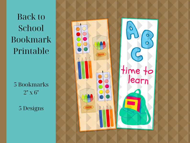 Back to School Printable Bookmarks Student Gift From Teacher ...