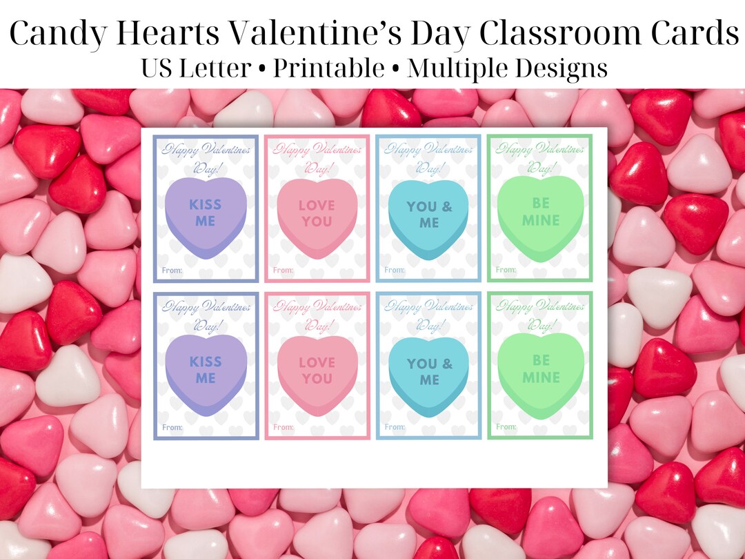 Candy Hearts Valentine Classroom Cards Printable | Classroom Valentine ...