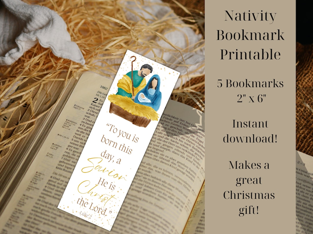 Nativity Bookmark Printable Set | Stocking Stuffer | Christmas Gift ...