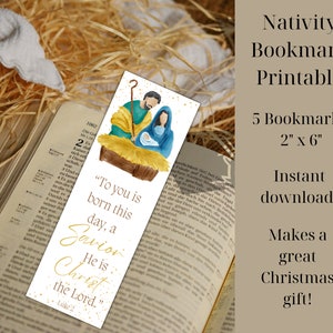 Nativity Bookmark Printable Set: Christmas Stocking Stuffer (digital ...