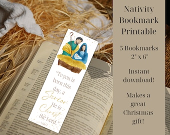 Nativity Bookmark Printable Set | Stocking Stuffer | Christmas Gift ...