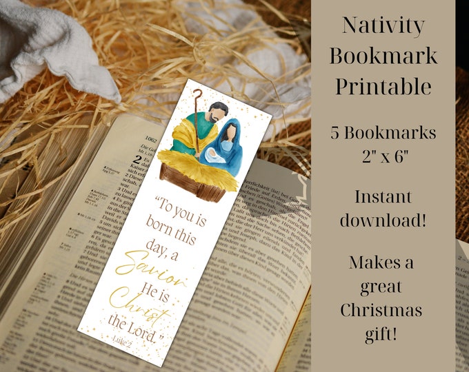 Nativity Bookmark Printable Set Stocking Stuffer Christmas Gift ...