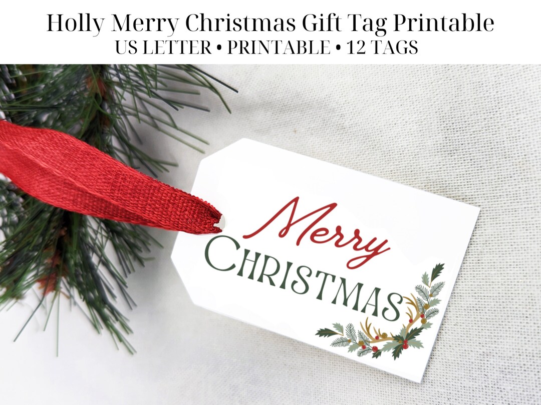 Holly Merry Christmas Gift Tag Printable | Christmas Treats, Favors Tag ...