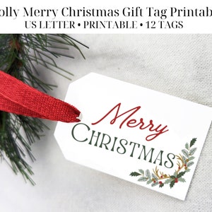 Holly Merry Christmas Gift Tag Printable | Christmas Treats, Favors Tag ...