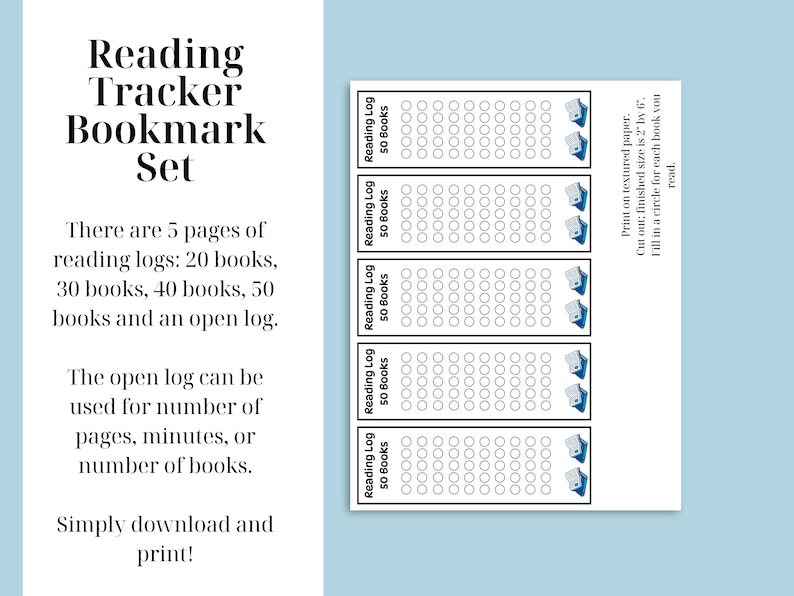 Reading Tracker Bookmark Printable Set: Classroom Reading Log (digital ...