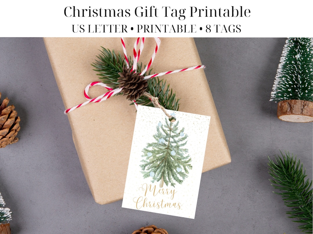 Christmas Tree Gift Tag Printable: Elegant Winter Design (instant ...