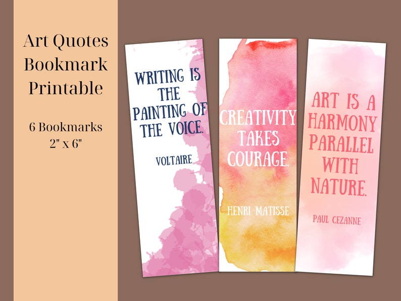 Art Quotes Printable Bookmarks | Gifts for Art Lovers | Gifts for ...