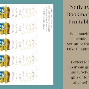 Nativity Bookmark Printable Set | Stocking Stuffer | Christmas Gift ...