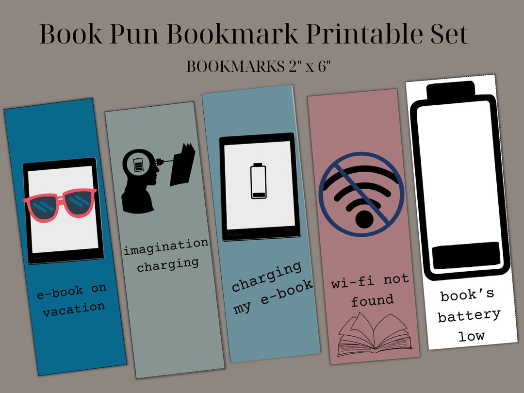 Book Pun Bookmark Printable Set: Funny Reader Gifts (digital Download ...