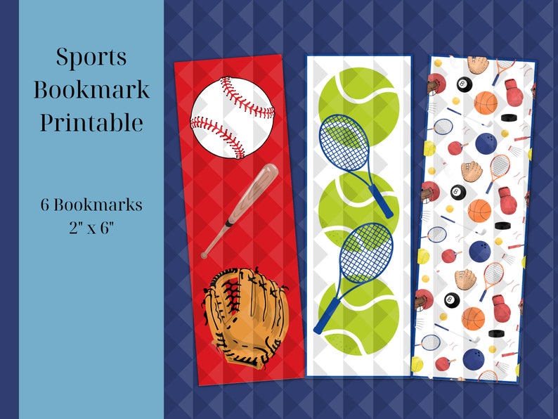 Sports Bookmark Printable Set | Sports Lover Bookmark | Birthday Gift ...