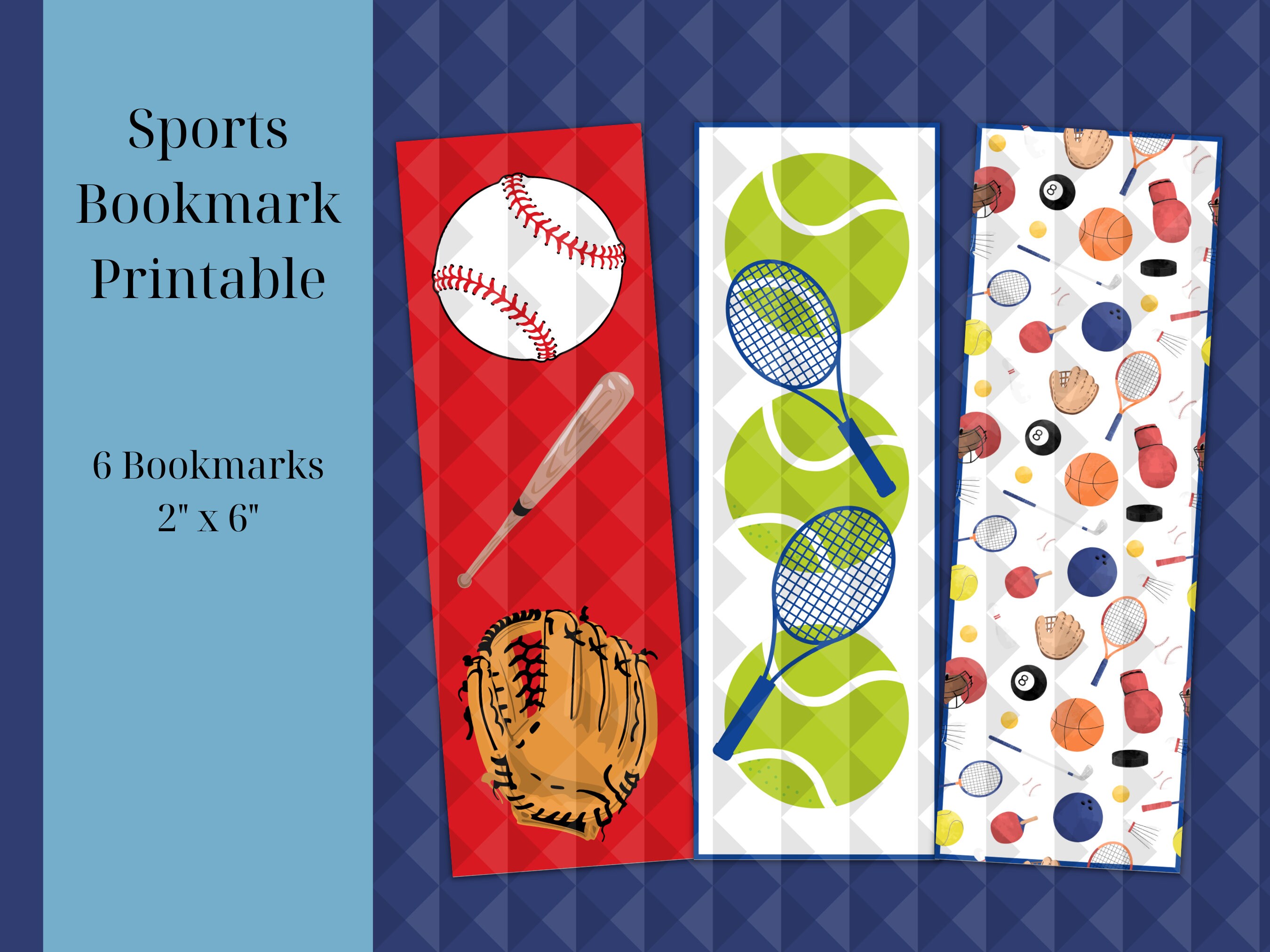 Sports Bookmark Printable Set | Sports Lover Bookmark | Birthday Gift ...