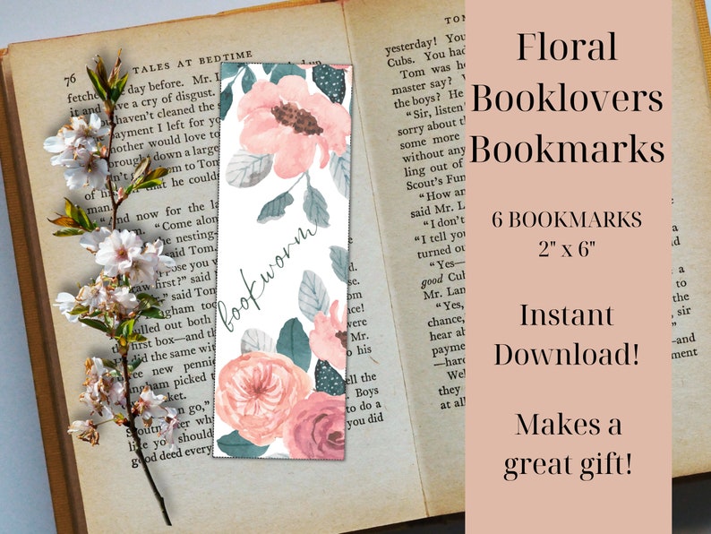 Floral Booklovers Bookmark Printable | Gift for Readers, Booklovers ...