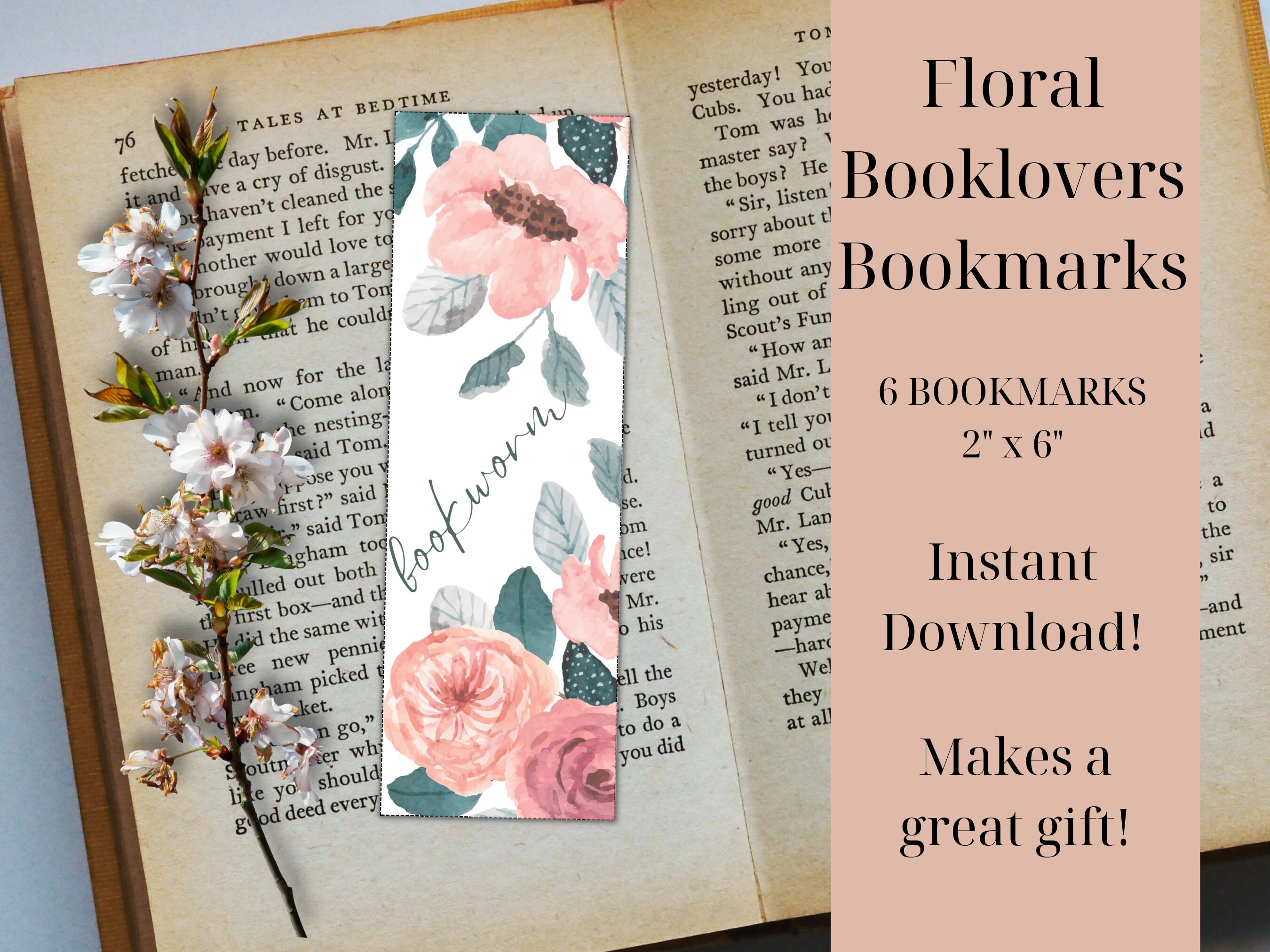 Floral Booklovers Bookmark Printable | Gift for Readers, Booklovers ...
