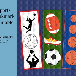 Sports Bookmark Printable Set | Sports Lover Bookmark | Birthday Gift ...