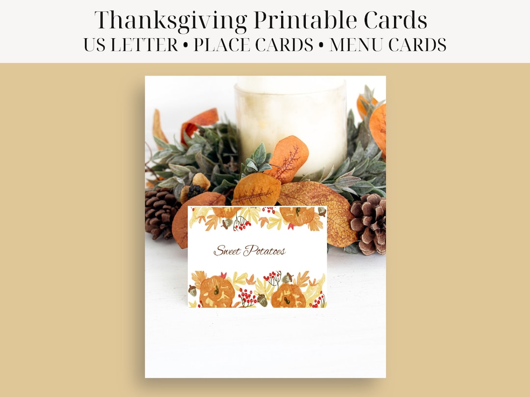 Thanksgiving Printable Cards | Table Name Cards | Buffet Menu Food ...