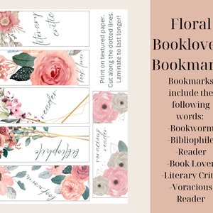 Floral Booklovers Bookmark Printable | Gift for Readers, Booklovers ...