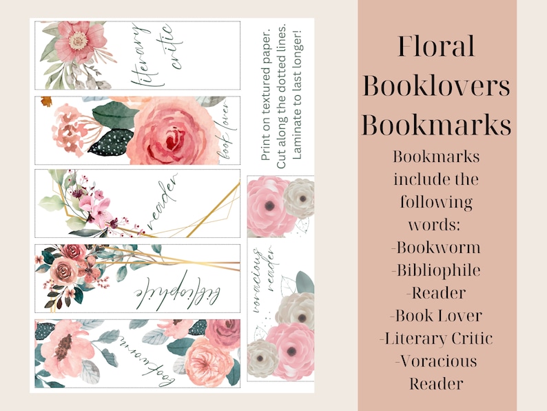 Floral Booklovers Bookmark Printable | Gift for Readers, Booklovers ...