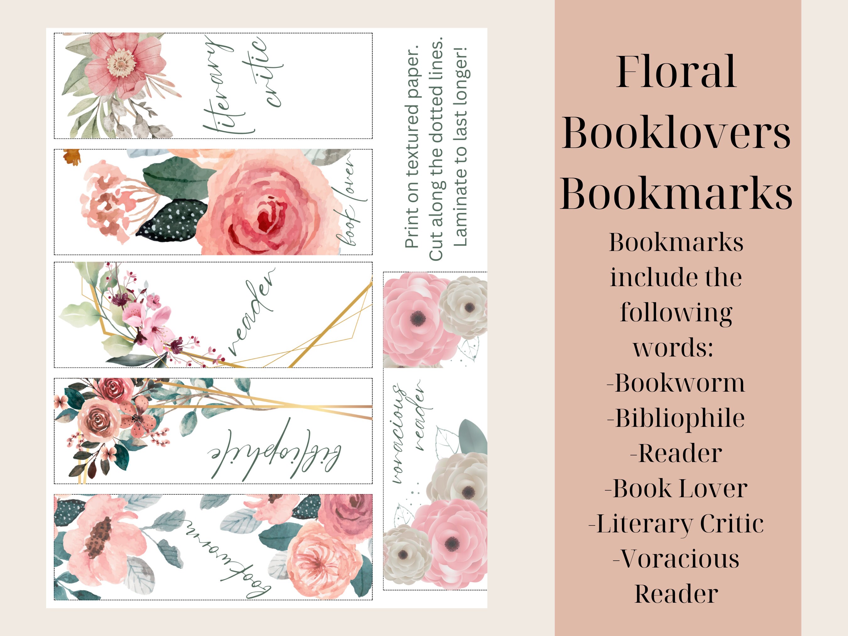 Floral Booklovers Bookmark Printable | Gift for Readers, Booklovers ...