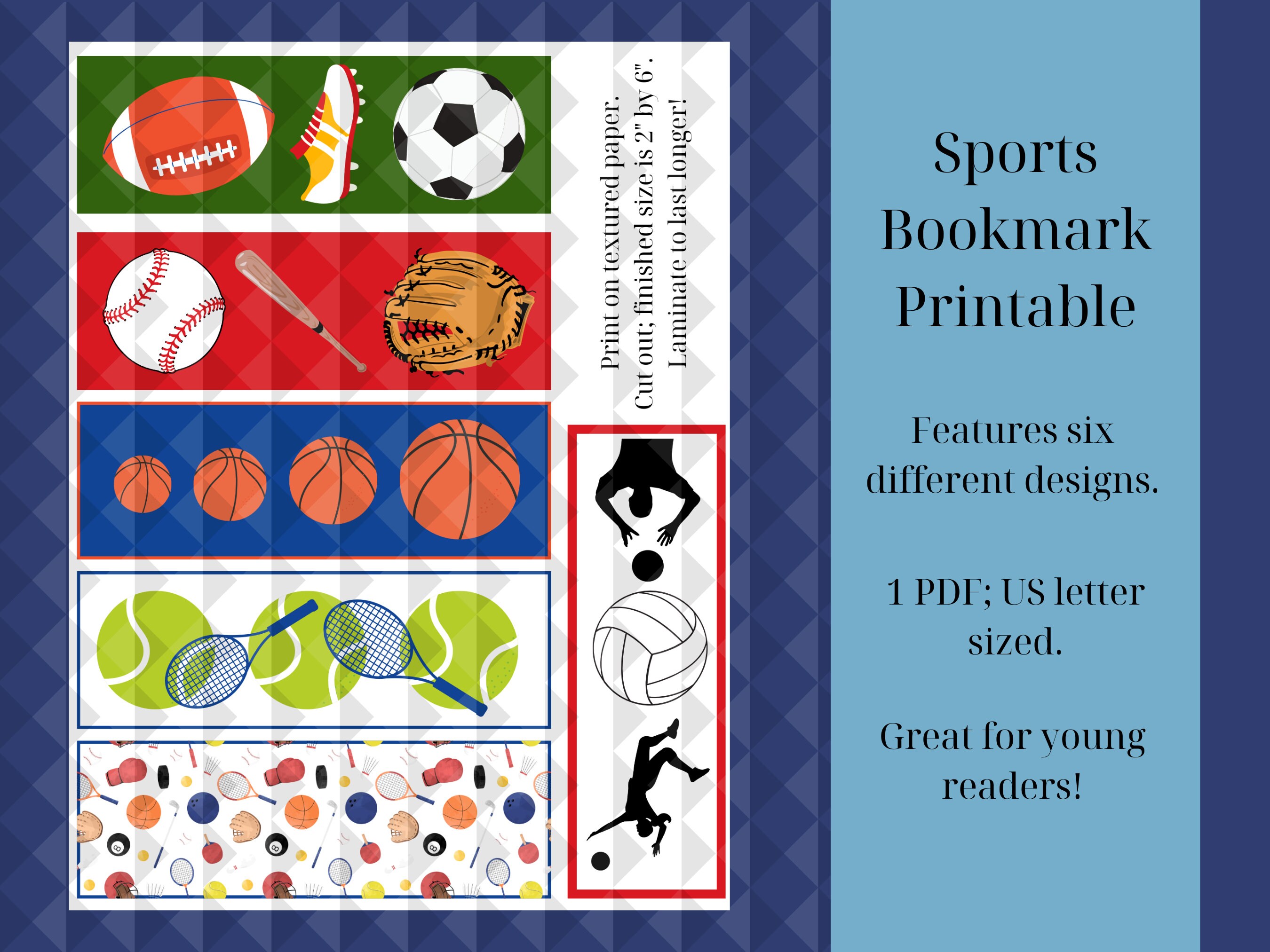 Sports Bookmark Printable Set | Sports Lover Bookmark | Birthday Gift ...