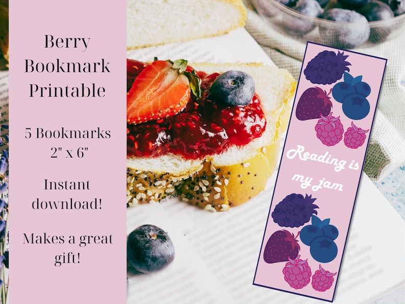 Berry Bookmark Printable Set | Gift for Readers, Booklovers, Journaler ...