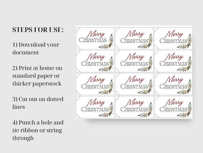 Holly Merry Christmas Gift Tag Printable | Christmas Treats, Favors Tag ...