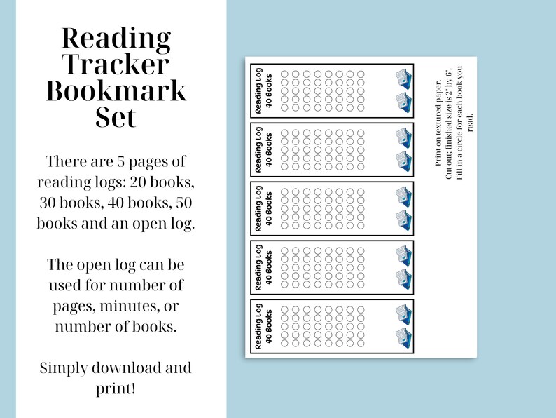 Reading Tracker Bookmark Printable Set: Classroom Reading Log (digital ...