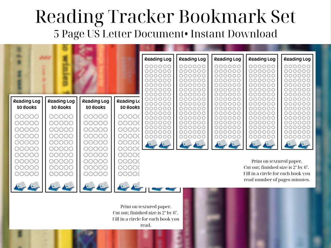 Reading Tracker Bookmark Printable Set: Classroom Reading Log (digital ...
