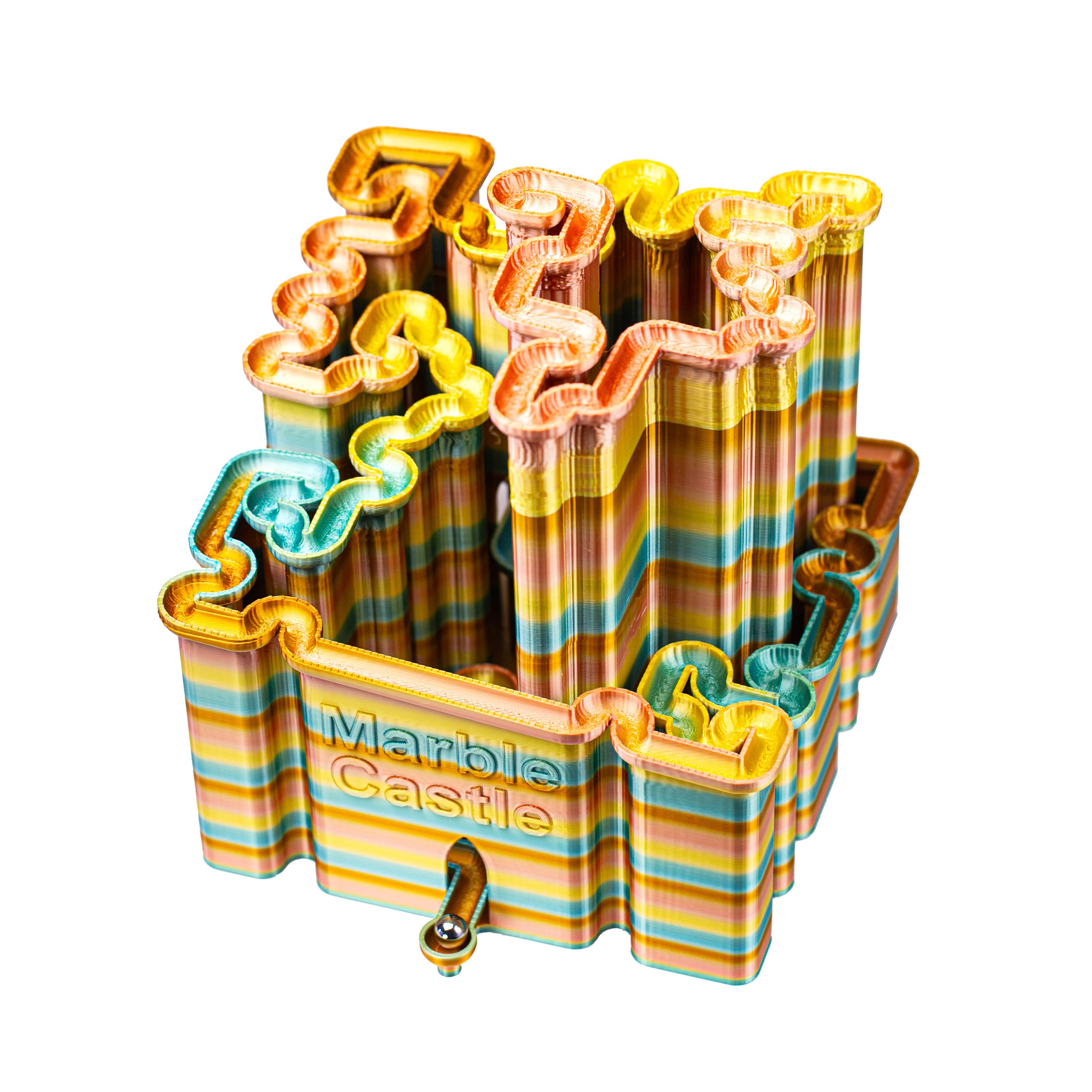 Marble Run Track Castle 3D Printed - Rainbow Marble Maze - Science Ball ...