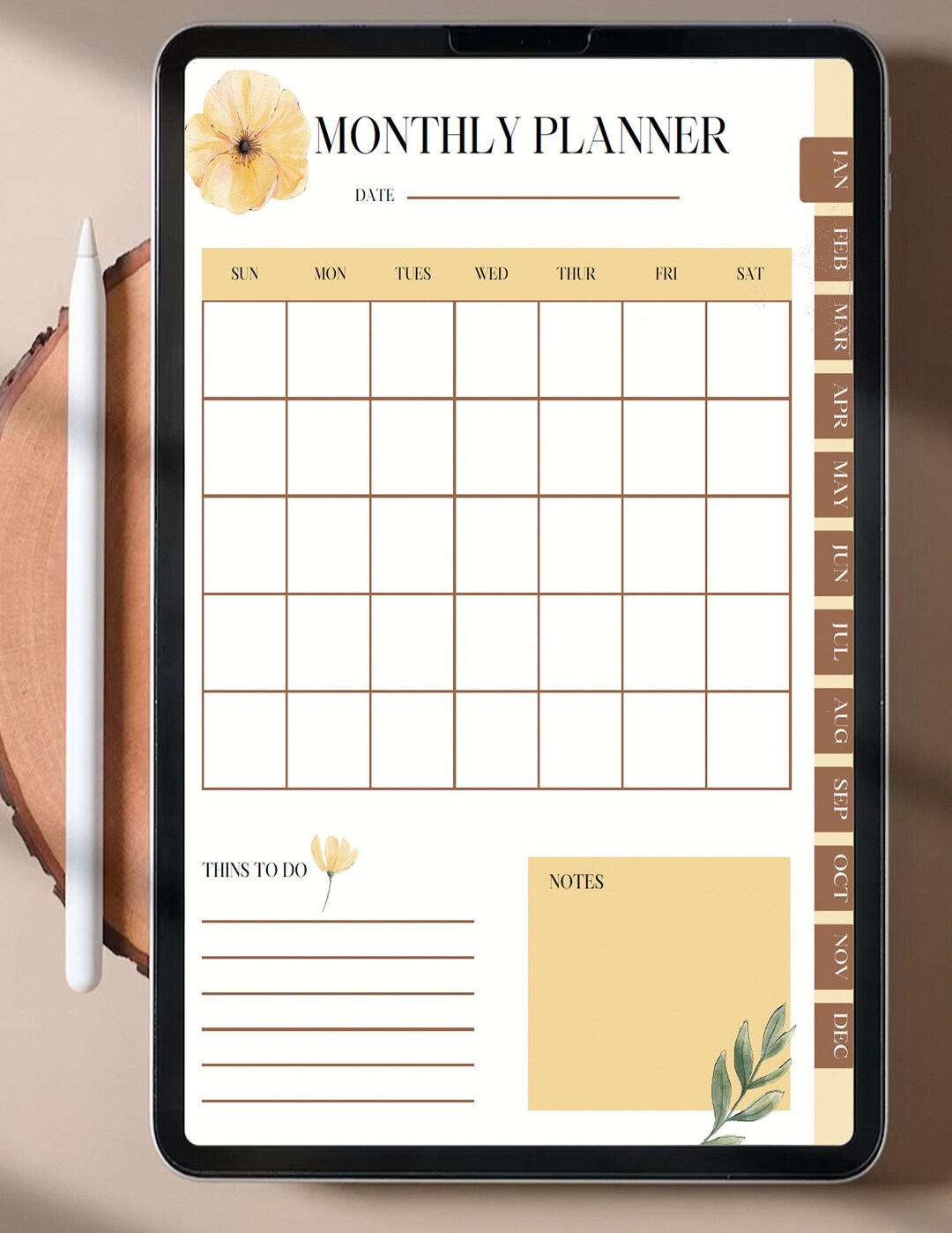 12-month Interactive Monthly Planner Calendar | Digital PDF Download - Etsy