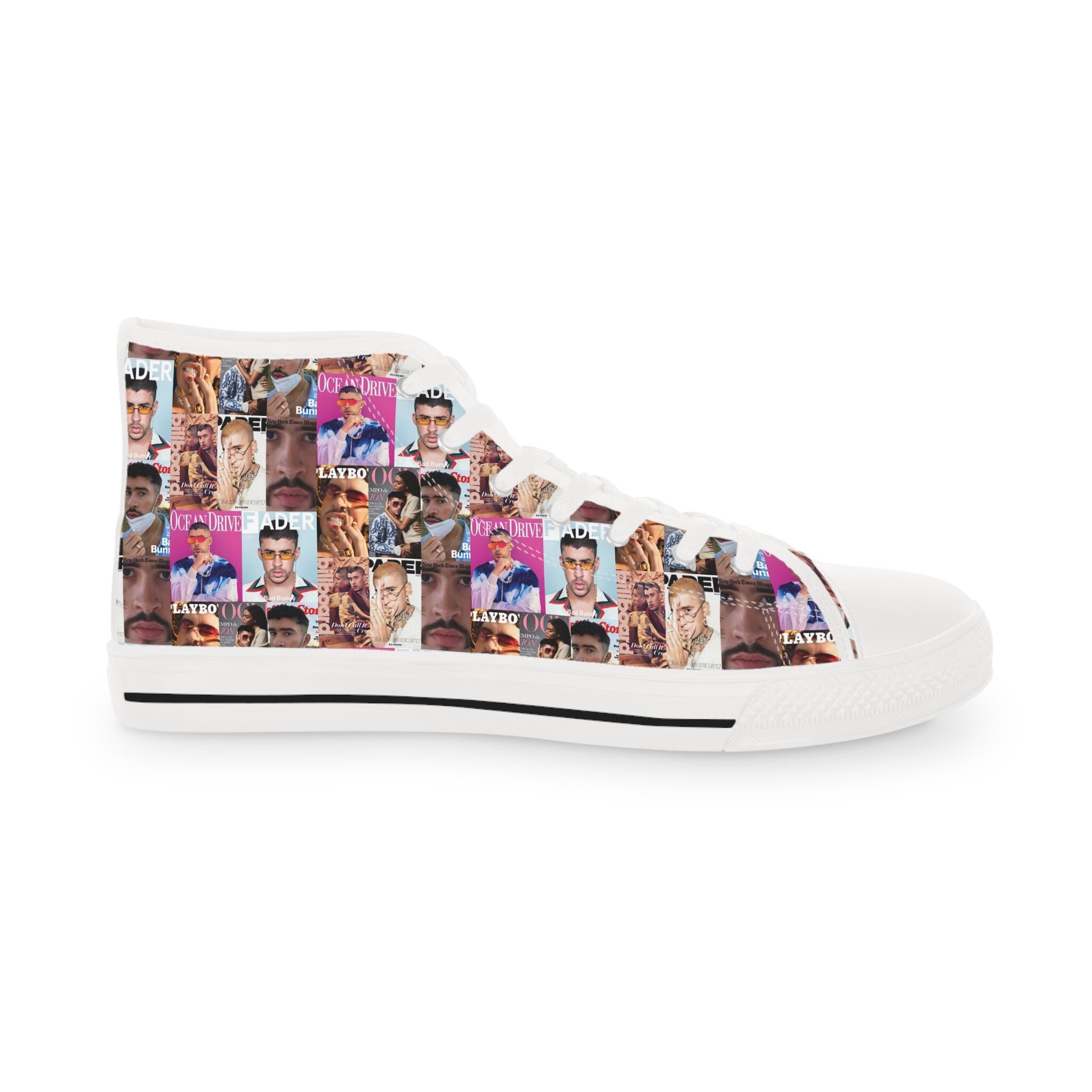 Bad Bunny Magazine Cover Collage Men's High Top Sneakers - Etsy