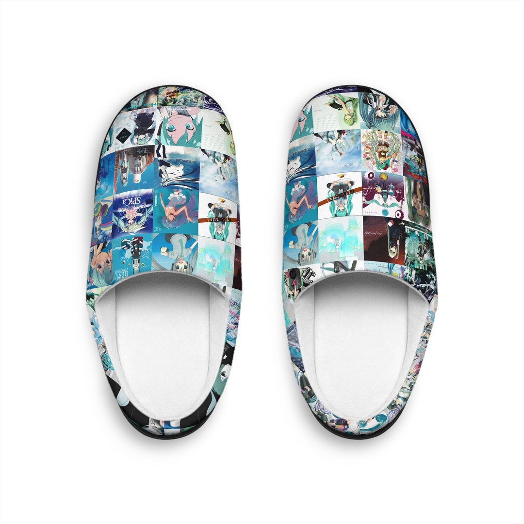 Hatsune Miku Album Cover Collage Men's Indoor Slippers - Etsy