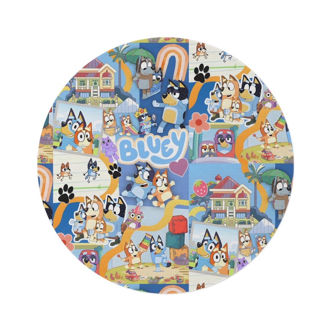 Bluey Playtime Collage Round Rug - Etsy