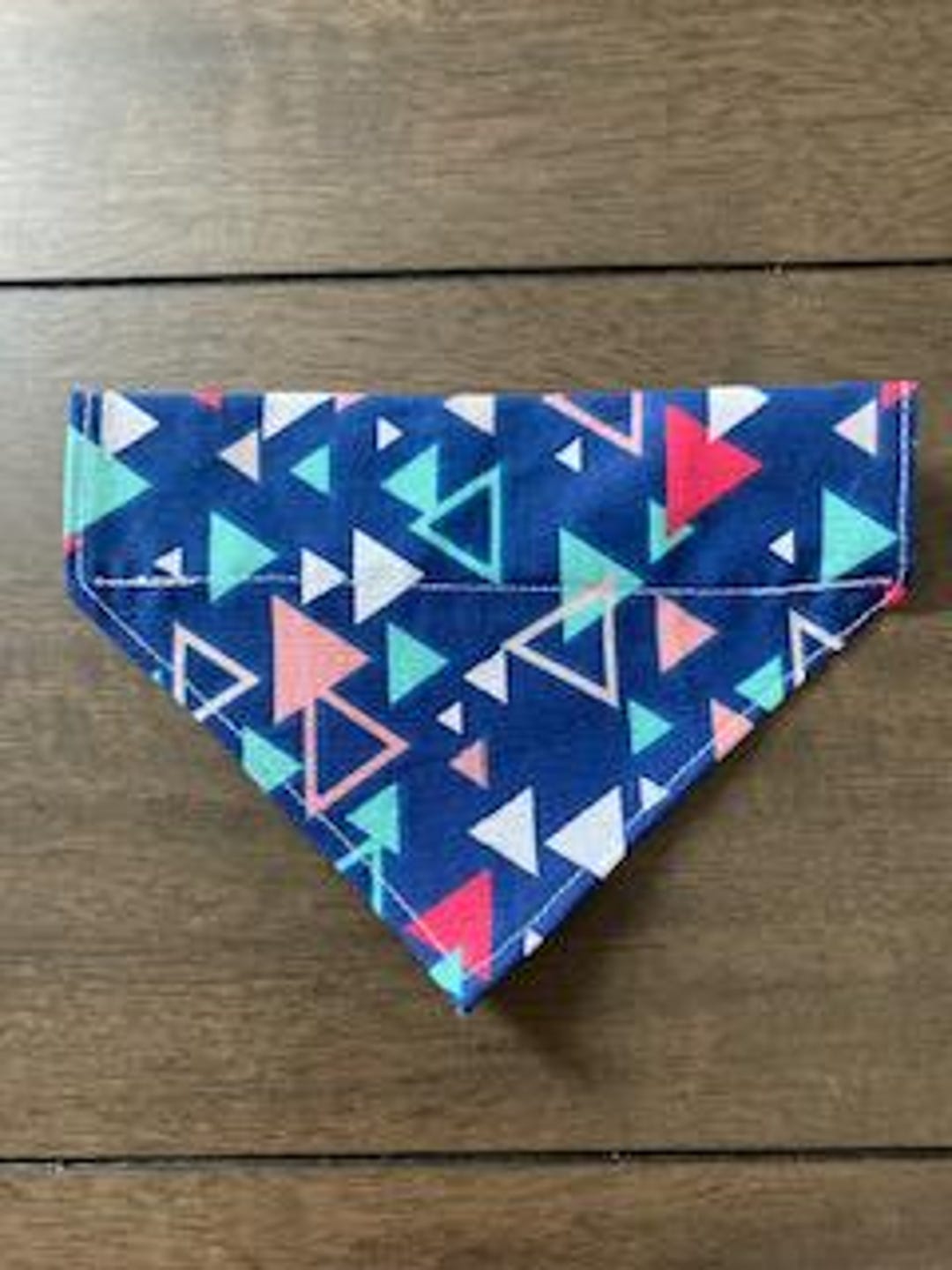 80's Style Navy and Pink Triangles Print Dog Bandanna, Through the Collar Dog Bandanna, a Pet ...