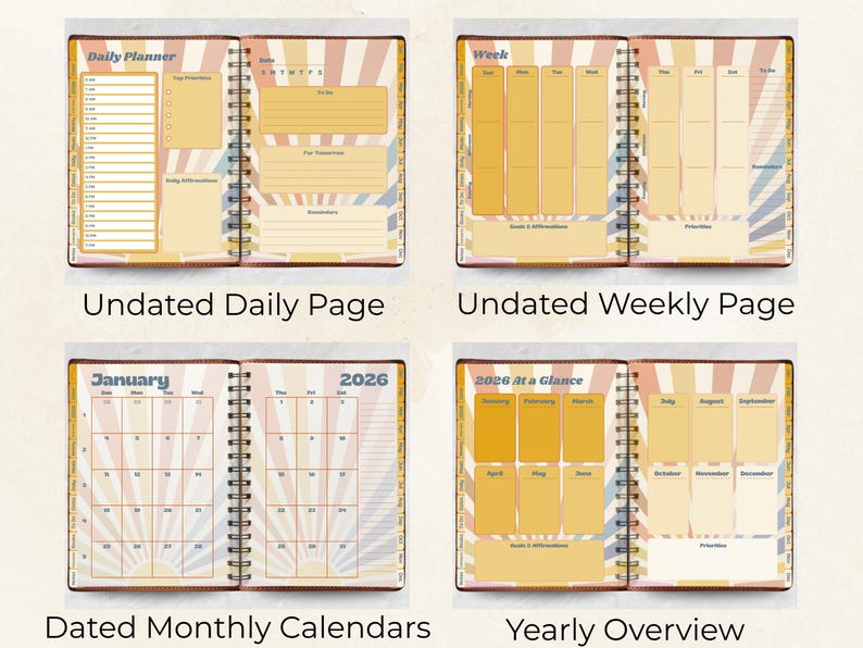 2026 Digital Planner | 1960s Sunburst Digital Planner | Hyperlinked ...