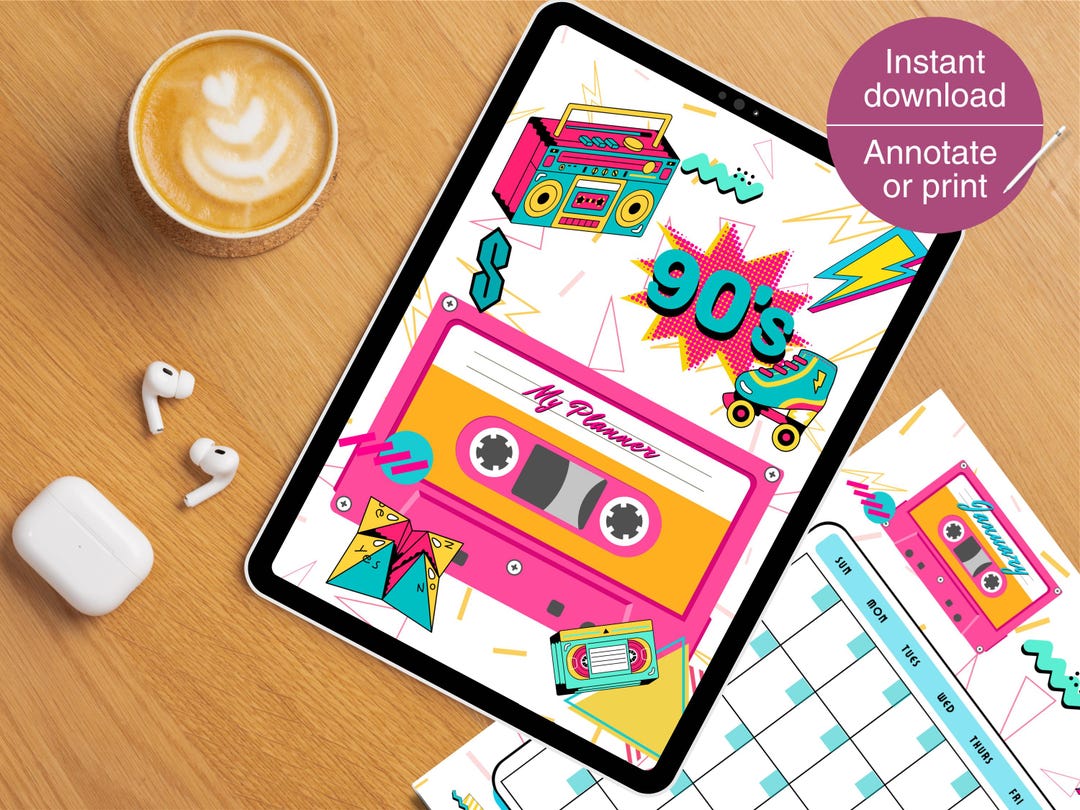 90s Themed Printable Daily Weekly Monthly Planner - Etsy