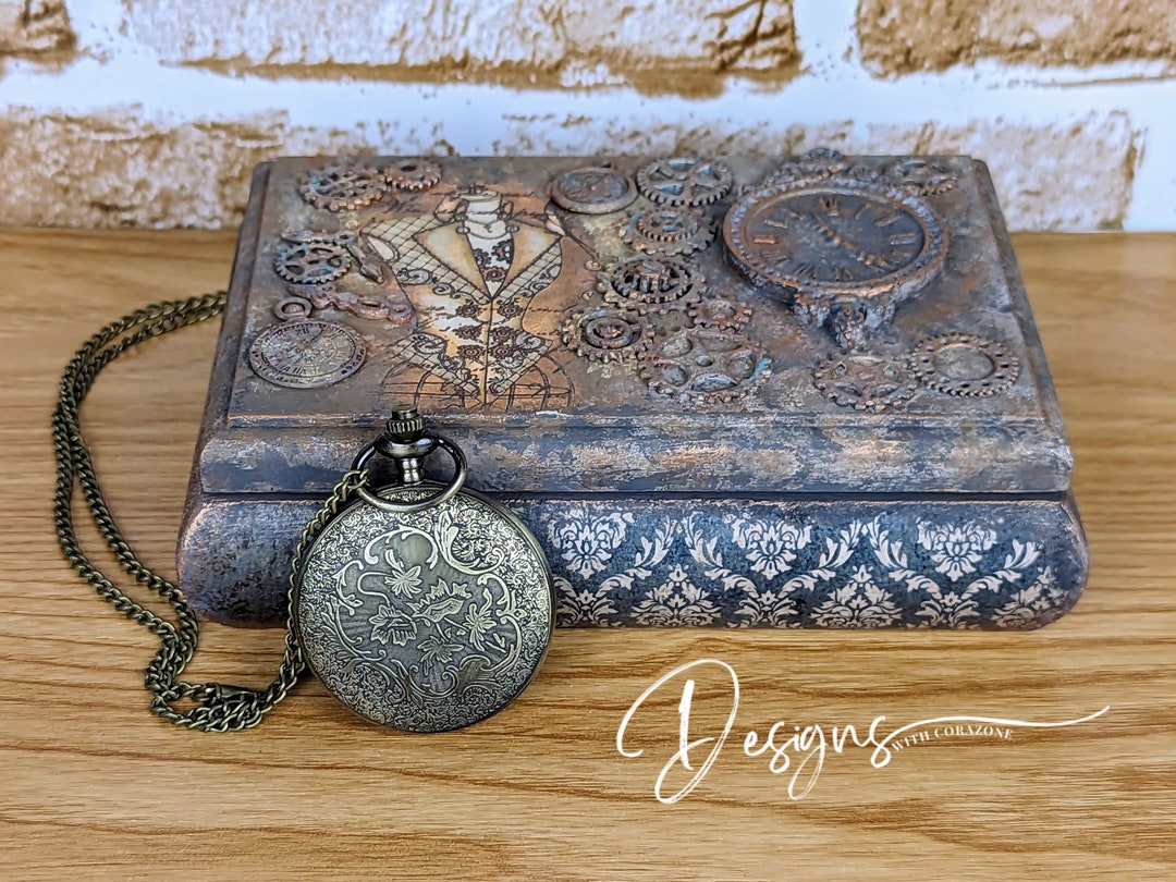 Steampunk Victorian Gothic Trinket Box With Clocks and Gears - Etsy