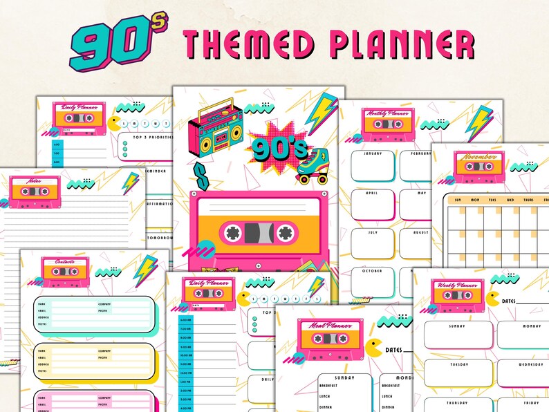 90s Themed Printable Daily Weekly Monthly Planner - Etsy