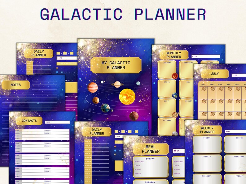 Galactic Outer Space-themed Printable Planner | Realistic Planet Images ...