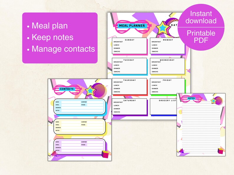 Ultimate 80s-themed Printable Planner | Daily, Weekly, Monthly & Yearly ...