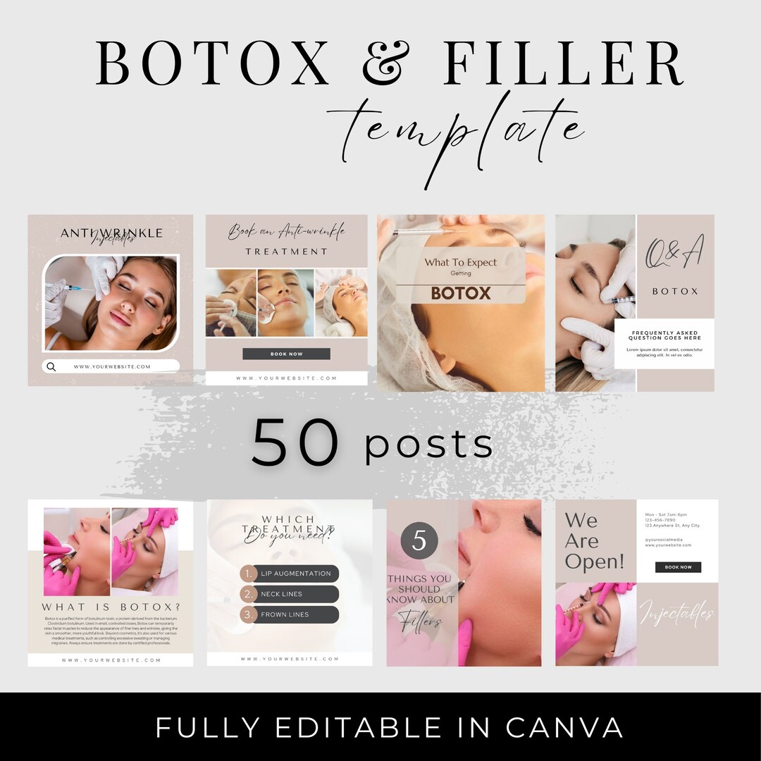 Botox & Filler Social Media Posts, Beige Nurse Injector, Instant ...