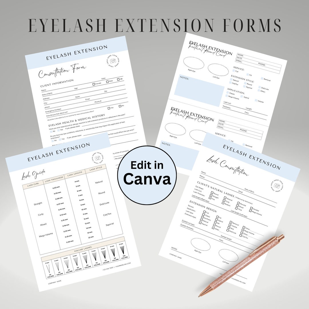 Lash Extension Forms, Editable Lash Consent Templates, Lash Tech ...