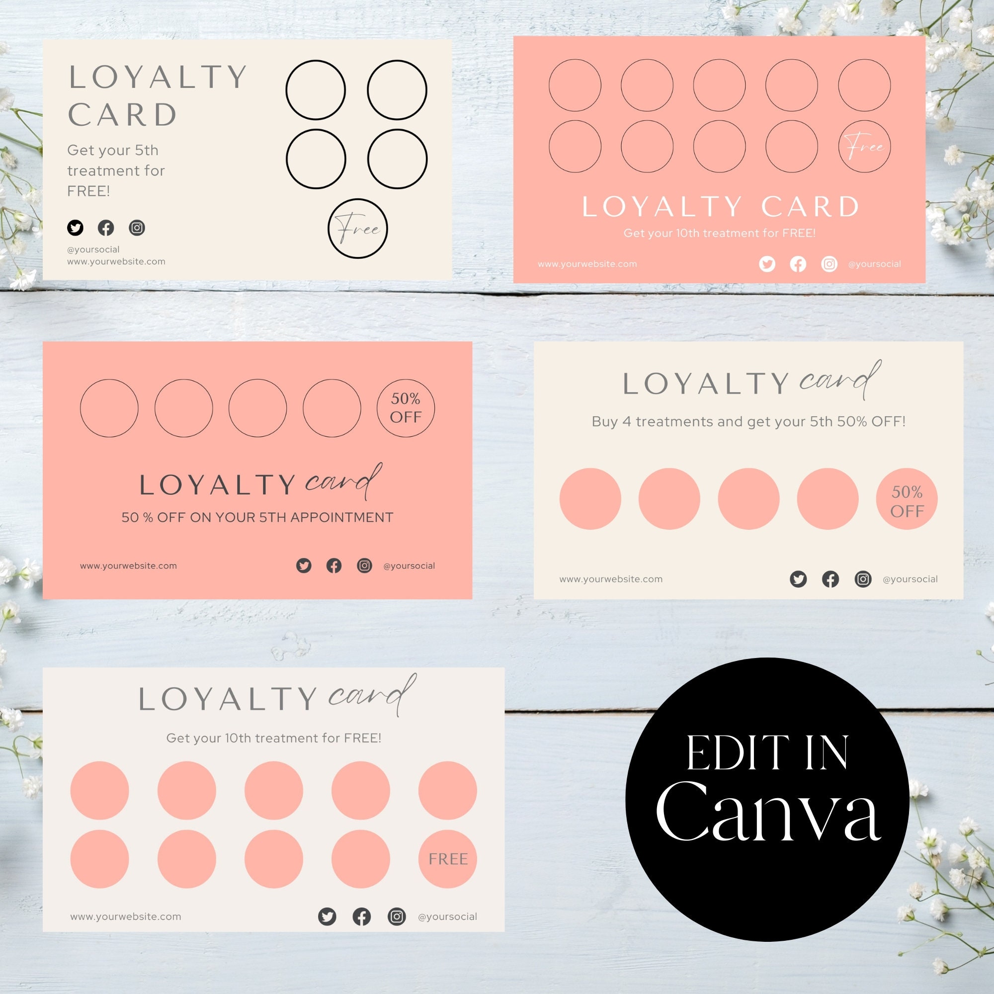 Printable Loyalty Card | Canva Template | Premade Client Loyalty Card ...